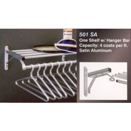 1 Shelf w/Hanger Bar, Satin Aluminum